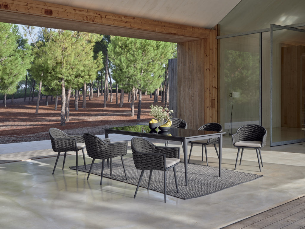 Serpent Rectangular Dining Table with Ardesia Grey Ceramic Top – Boyd Blue