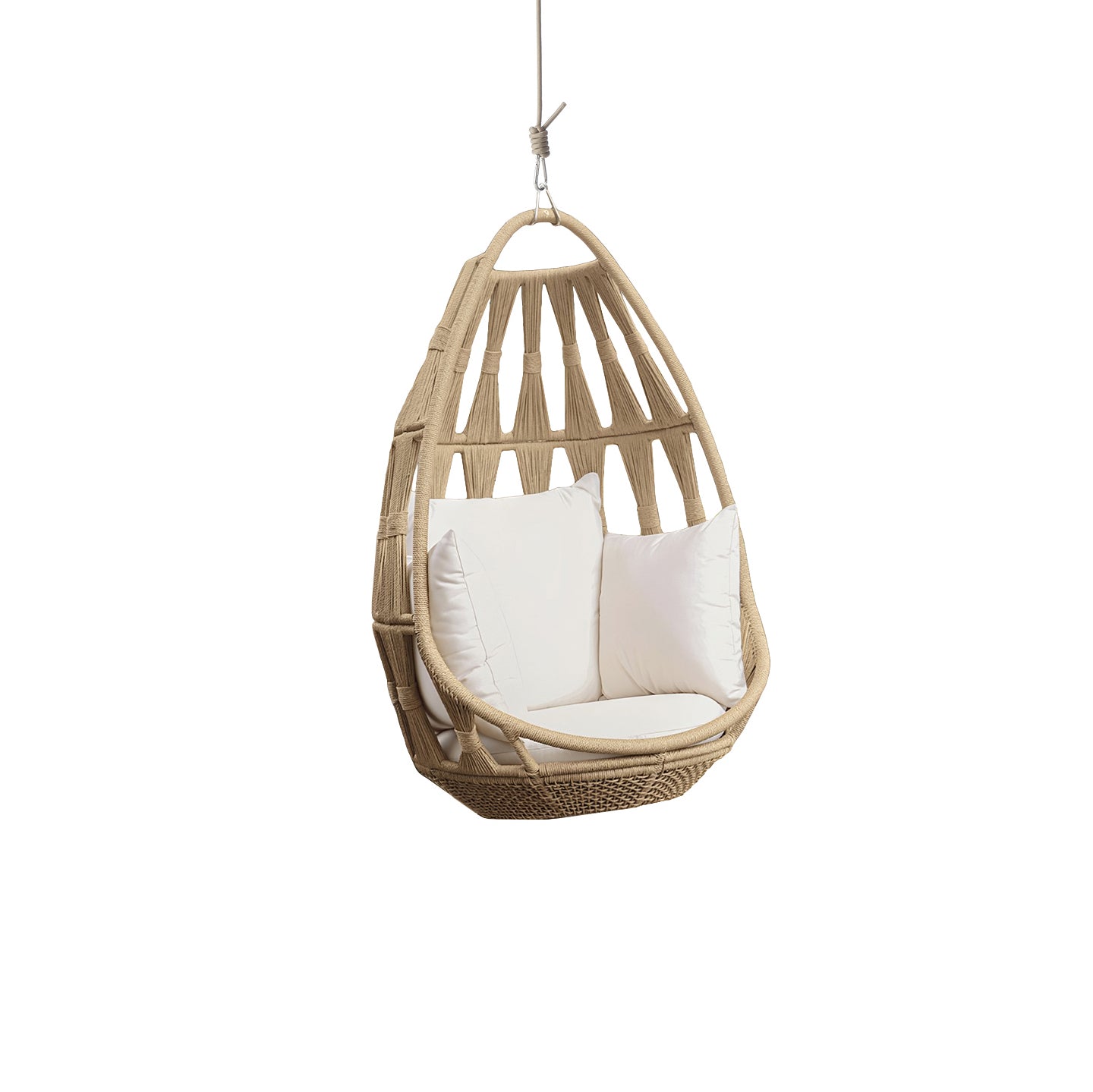 Hanging Chair Rope Hand Woven Rope Hanging Chair With Thick Cushion